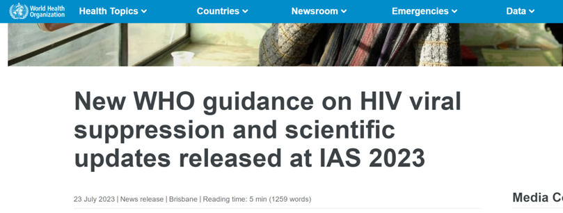 IAS 2023 | WHO Guidelines Update: The Risk of HIV Sexual Transmission ...